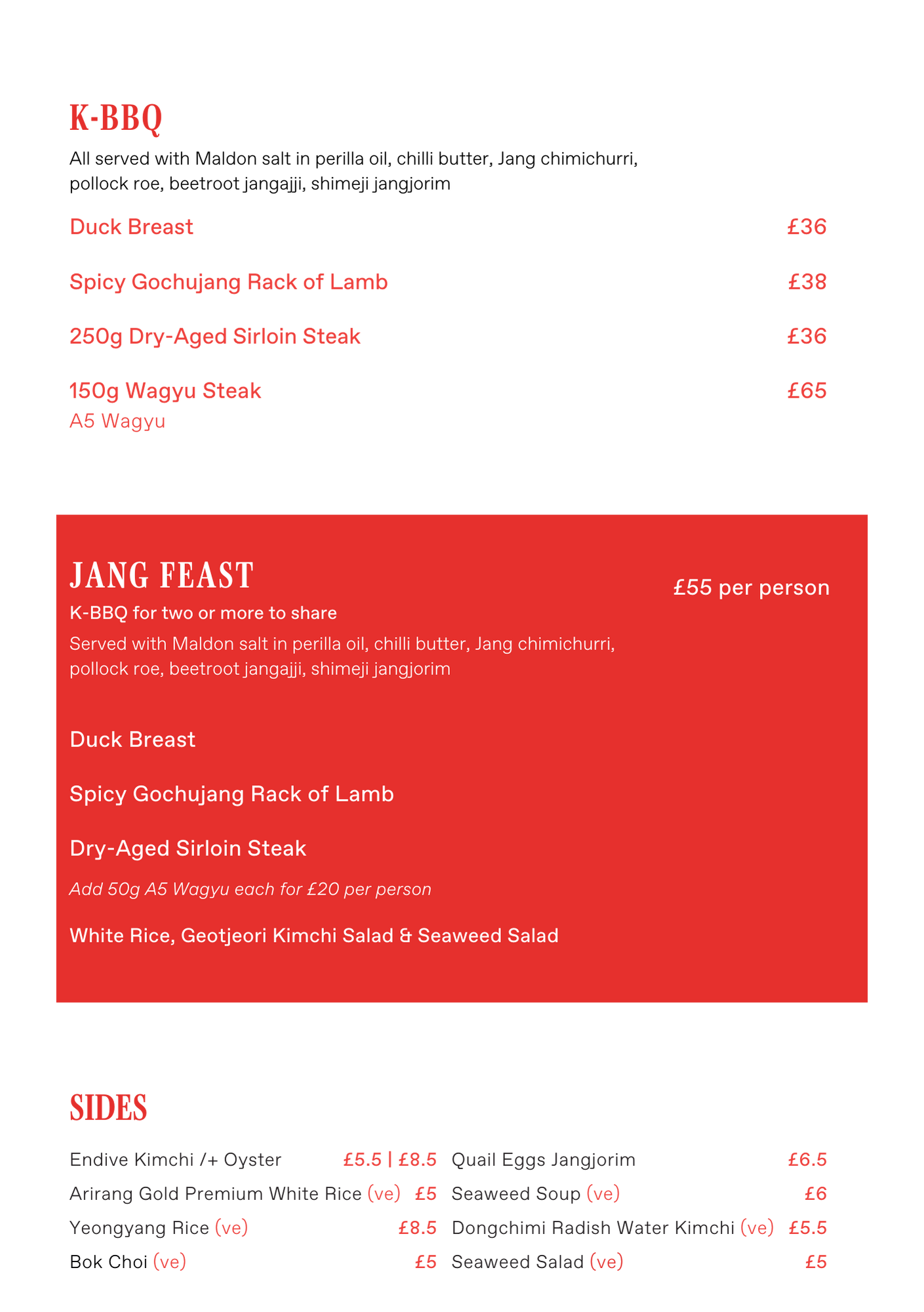 Menus for Jang Korean & Japanese Restaurant, City of London